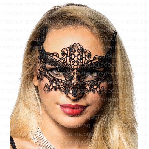 Elegant Black Lace Mask – Masquerade Costume Hire