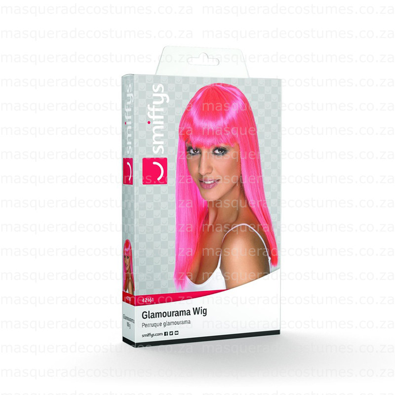 Glamourama Wig, Neon Pink – Masquerade Costume Hire