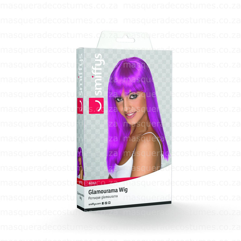Glamourama Wig, Neon Purple – Masquerade Costume Hire