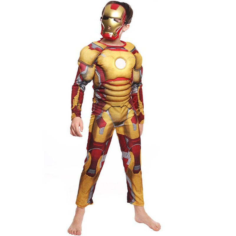 Kid’s Yellow Iron Man Inspired Muscle Costume – Masquerade Costume Hire