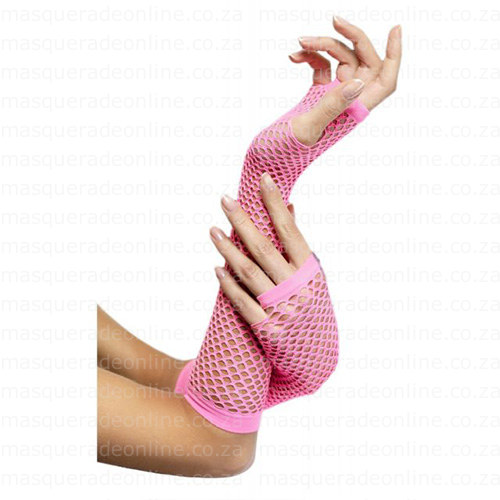 Long Fishnet Gloves -Pink – Masquerade Costume Hire