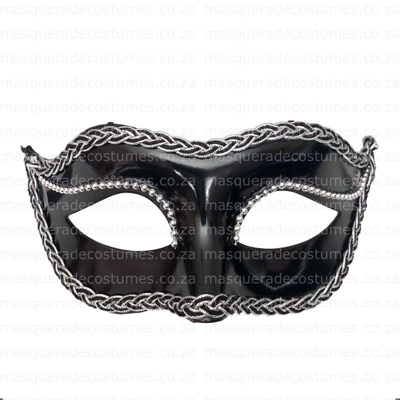 Masquerade Mask with Black Braid – Masquerade Costume Hire
