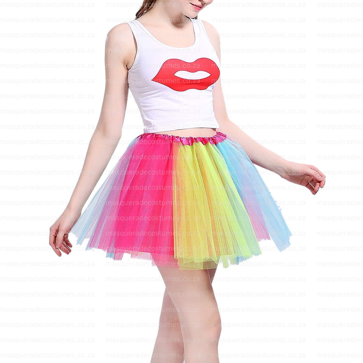Multicolour 16Inch 3-Layer Tutu Skirt – Masquerade Costume Hire