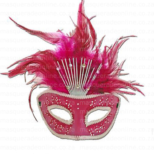 Pink Mardi Gras Delux Mask – Masquerade Costume Hire