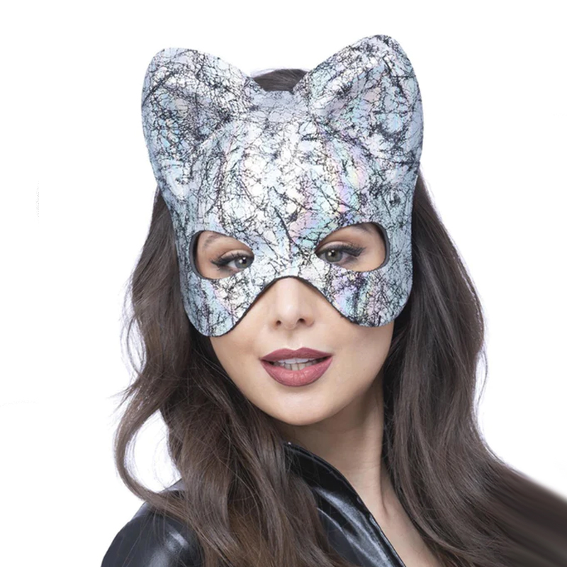Silver Metallic Cat Eyemask – Masquerade Costume Hire