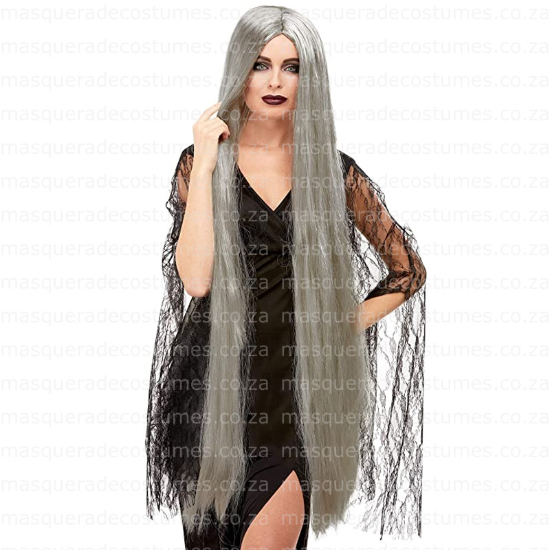 Witch Extra Long Wig, Grey – Masquerade Costume Hire