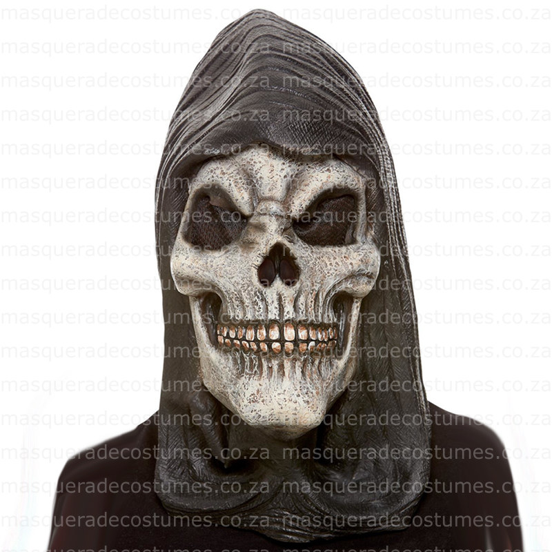 Hooded Skeleton Latex Mask – Masquerade Costume Hire