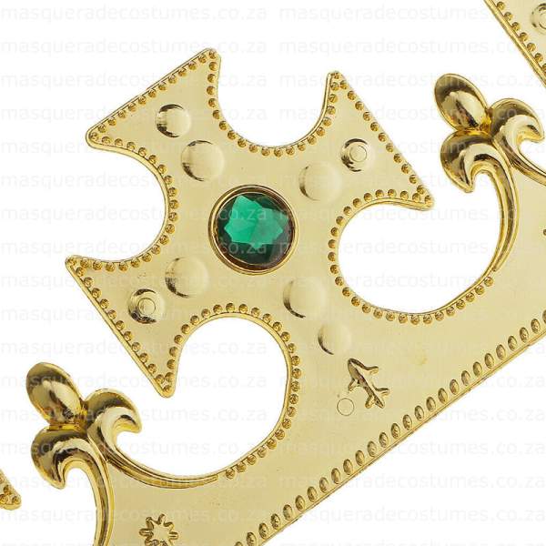 Royal Jeweled Crown With Cross Detail – Gold – Masquerade Costume Hire