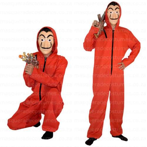 Adult’s Money Heist Red Onesie & Mask Set – Masquerade Costume Hire