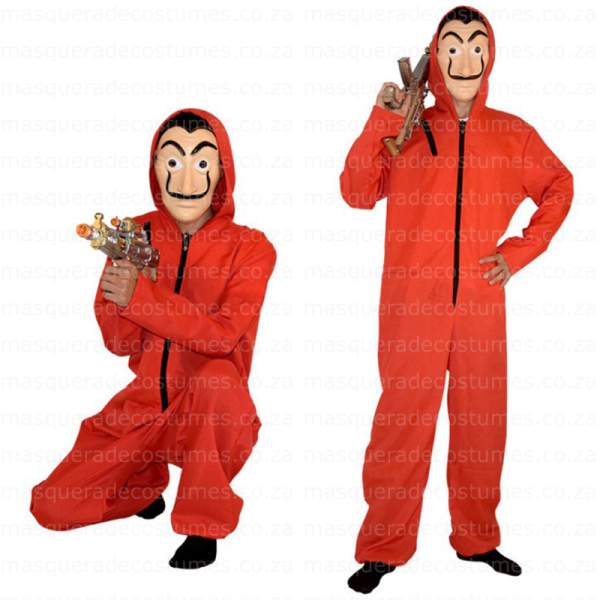 Adult’s Money Heist Red Onesie & Mask Set – Masquerade Costume Hire