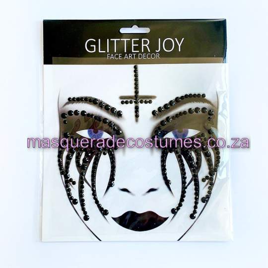 Rhinestone Face Jewel – Black Tears – Masquerade Costume Hire
