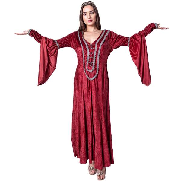 Medieval Maiden, Maroon – Masquerade Costume Hire