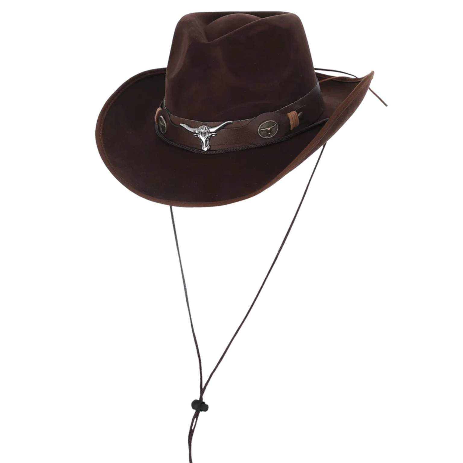 Mock Leather Western Cowboy Hat, Brown – Masquerade Costume Hire